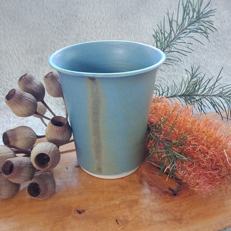 Blue Stone Vase with slight curved lip. - Pottree Hill